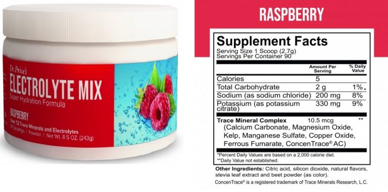 Dr. price's electrolyte mix raspberry supplement powder