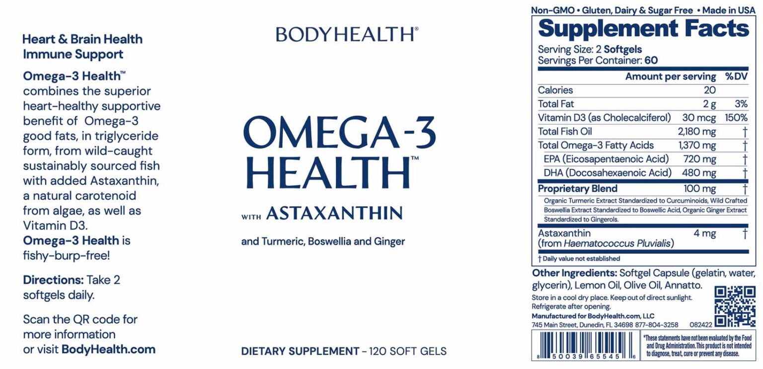 Bodyhealth Omega 3 Health with Astaxanthin 120 softgels