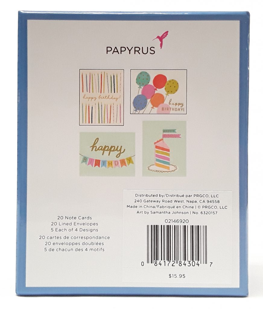Papyrus Happy Birthday Candle Sticks Boxed Note Cards, 20-Count