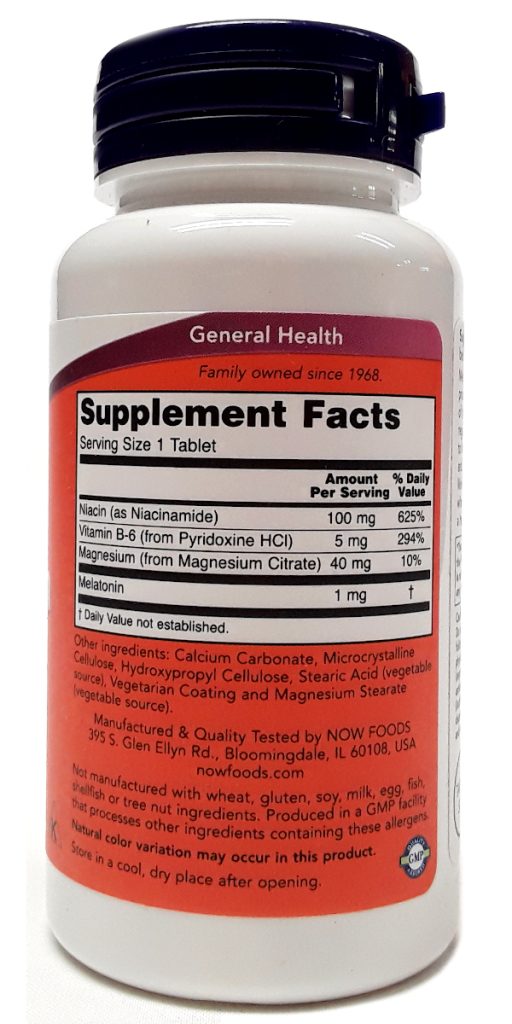 Now Melatonin 1 mg, with Co-Factor Nutrients, Healthy Sleep Cycle, 100 ...