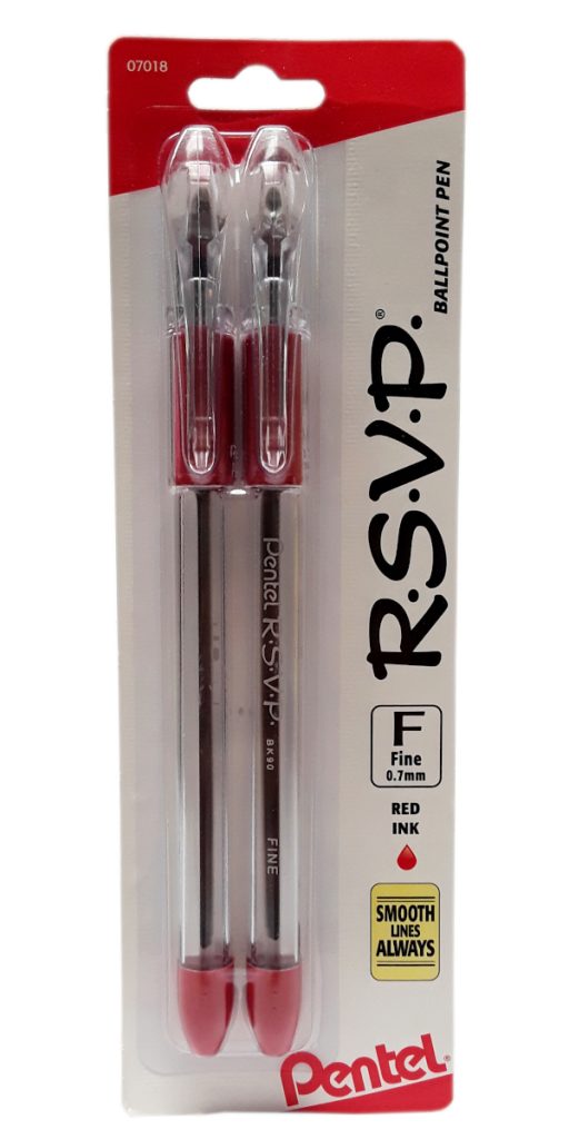 Pentel Rsvp Ballpoint Pen Red 0.7mm 2 Pack